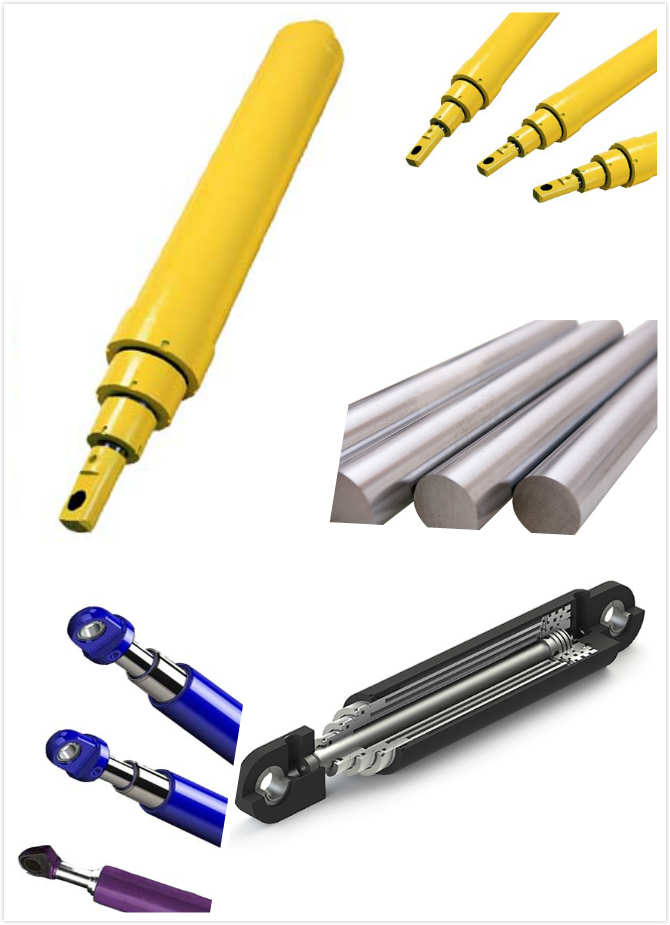 3 Stage Standard Telescopic Hydraulic Cylinder Piston Chrome Painted